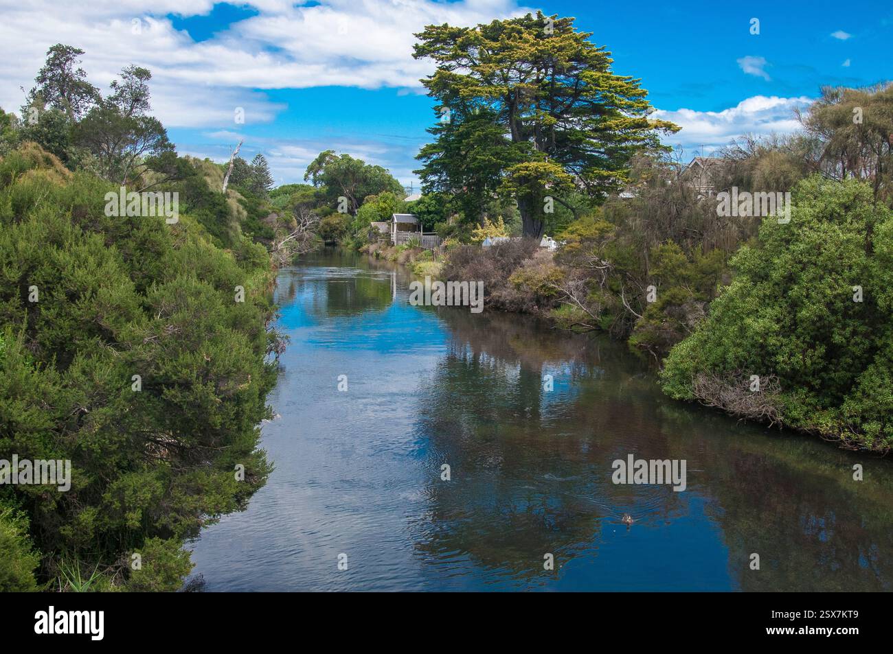 Kananook Creek, behind the beach at Frankston on Port Phillip Bay ...