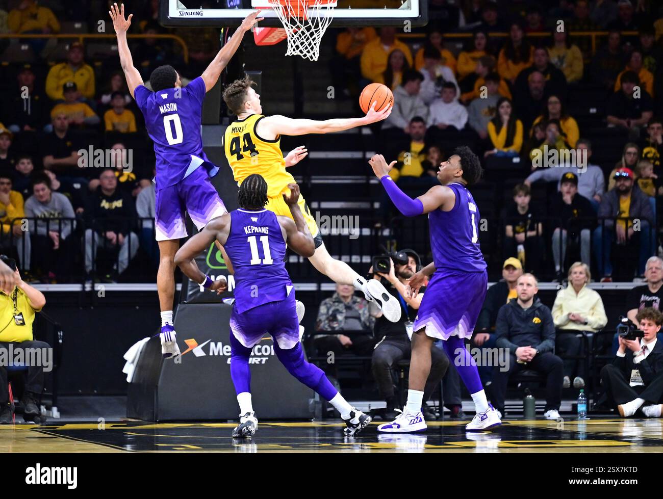 IOWA CITY, IA - FEBRUARY 22: Iowa forward Riley Mulvey (44) attempts a ...