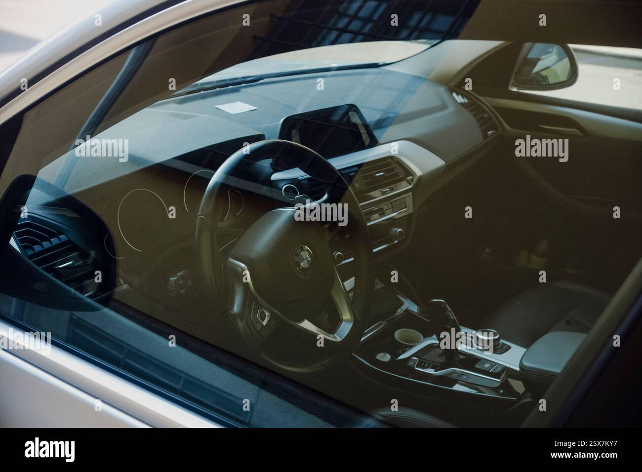 Cremona, Italy February 9th 2025 Interior view of a modern BMW X3 car ...
