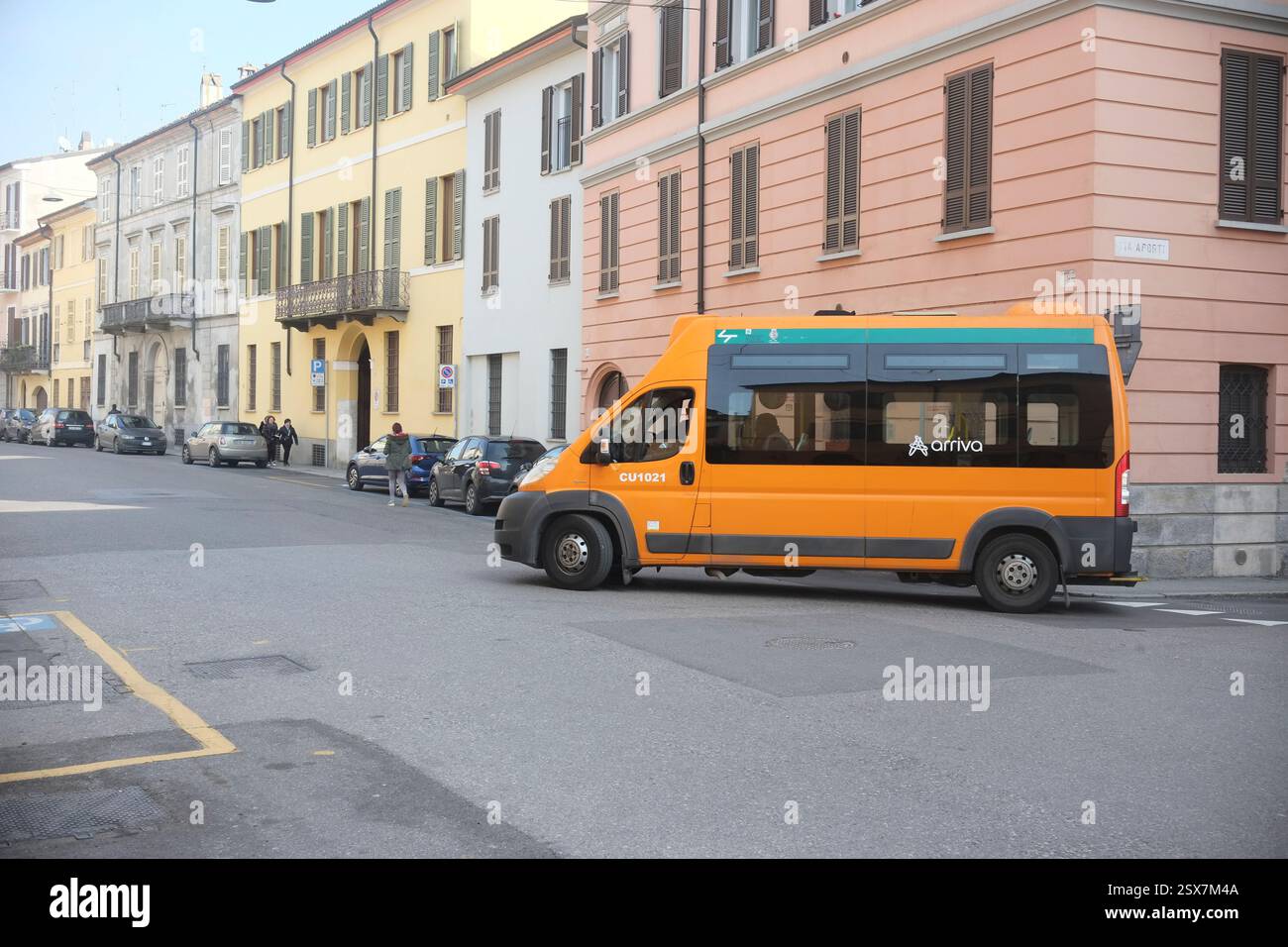 Cremona, Italy February 9th 2025 Orange Arriva Fiat Ducato Minibus ...