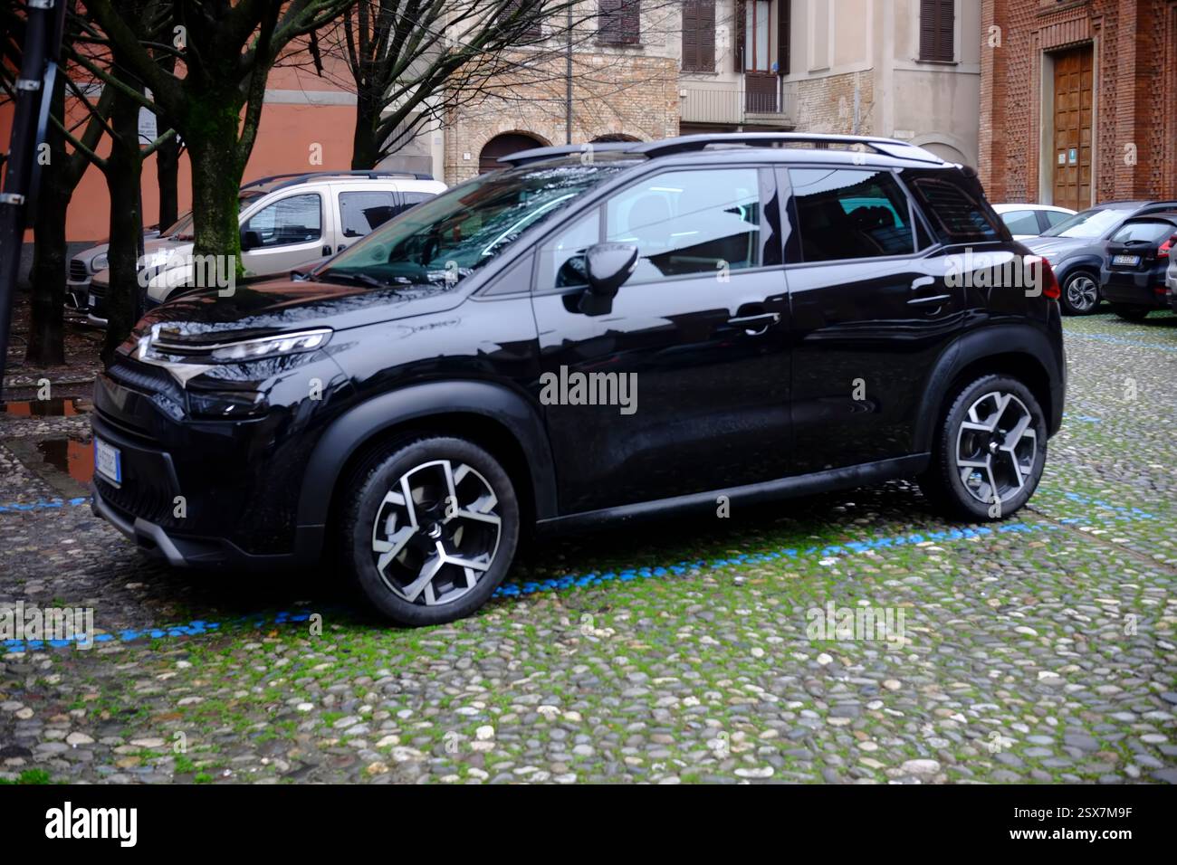Cremona, Italy February 9th 2025 Modern black Citroen C3 Aircross SUV ...