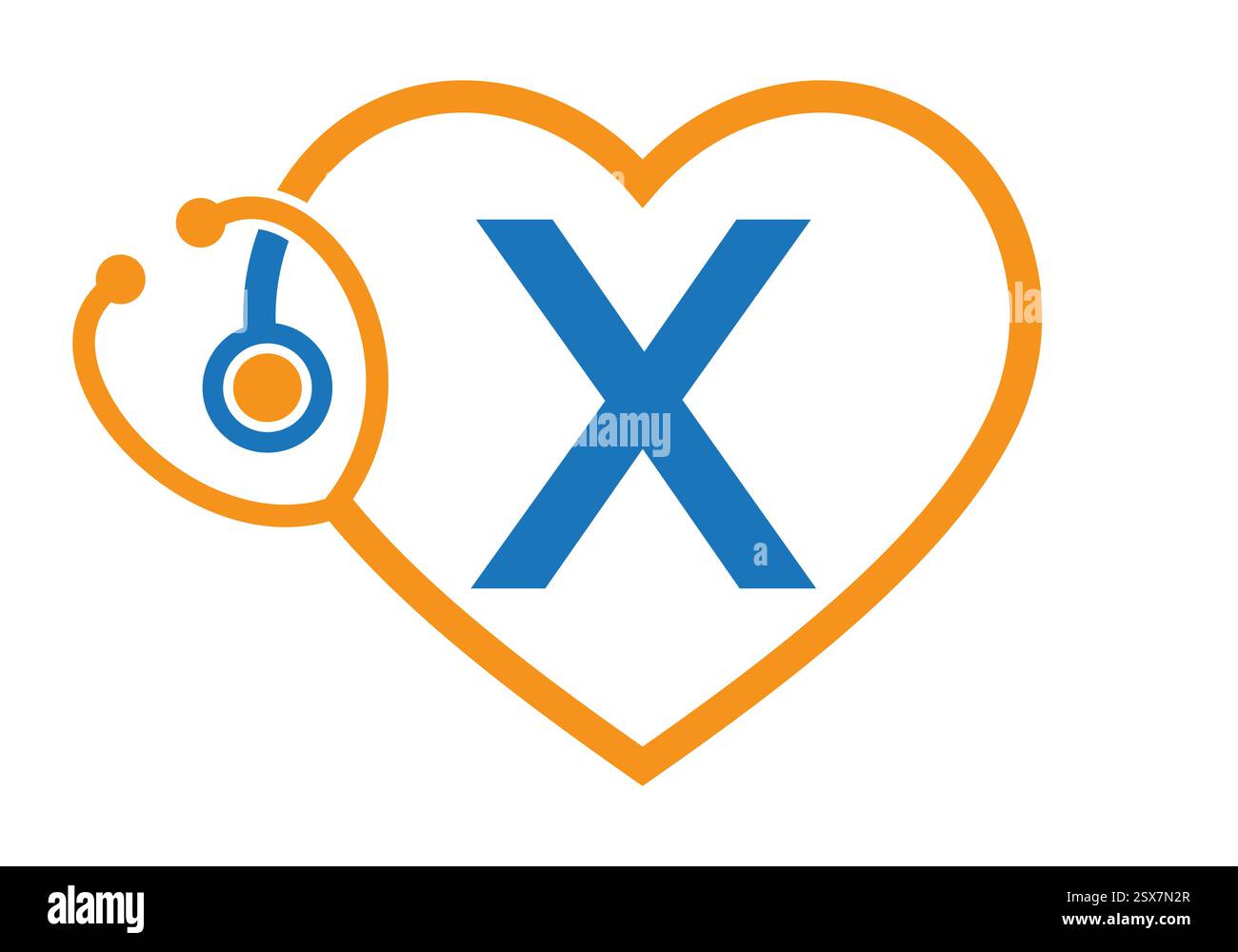 Initial Letter X Medical Logo Concept With Heart and Stethoscope Symbol ...