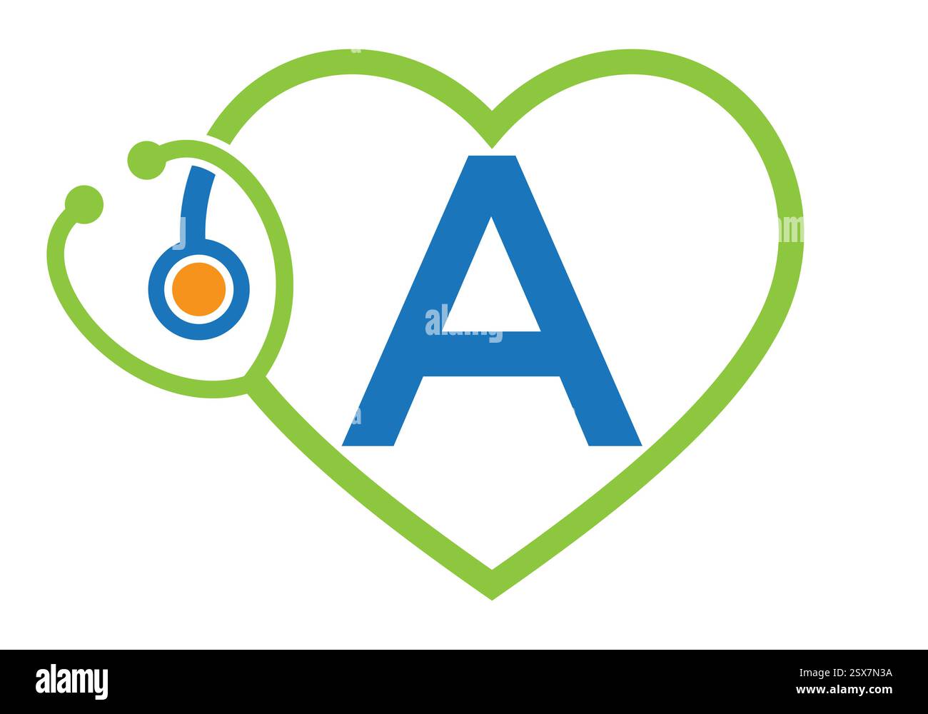 Initial Letter A Medical Logo Concept With Heart and Stethoscope Symbol ...