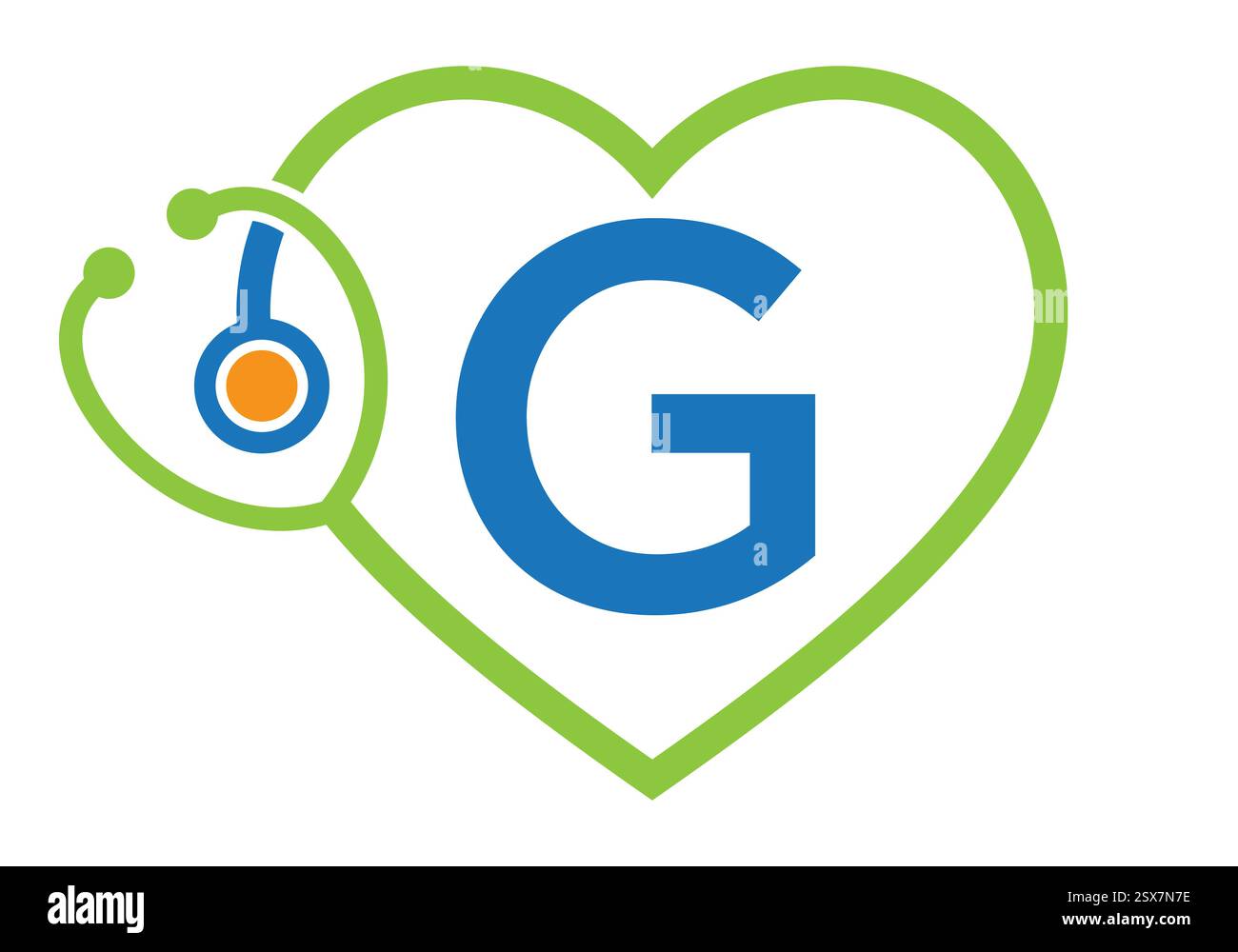 Initial Letter G Medical Logo Concept With Heart and Stethoscope Symbol ...