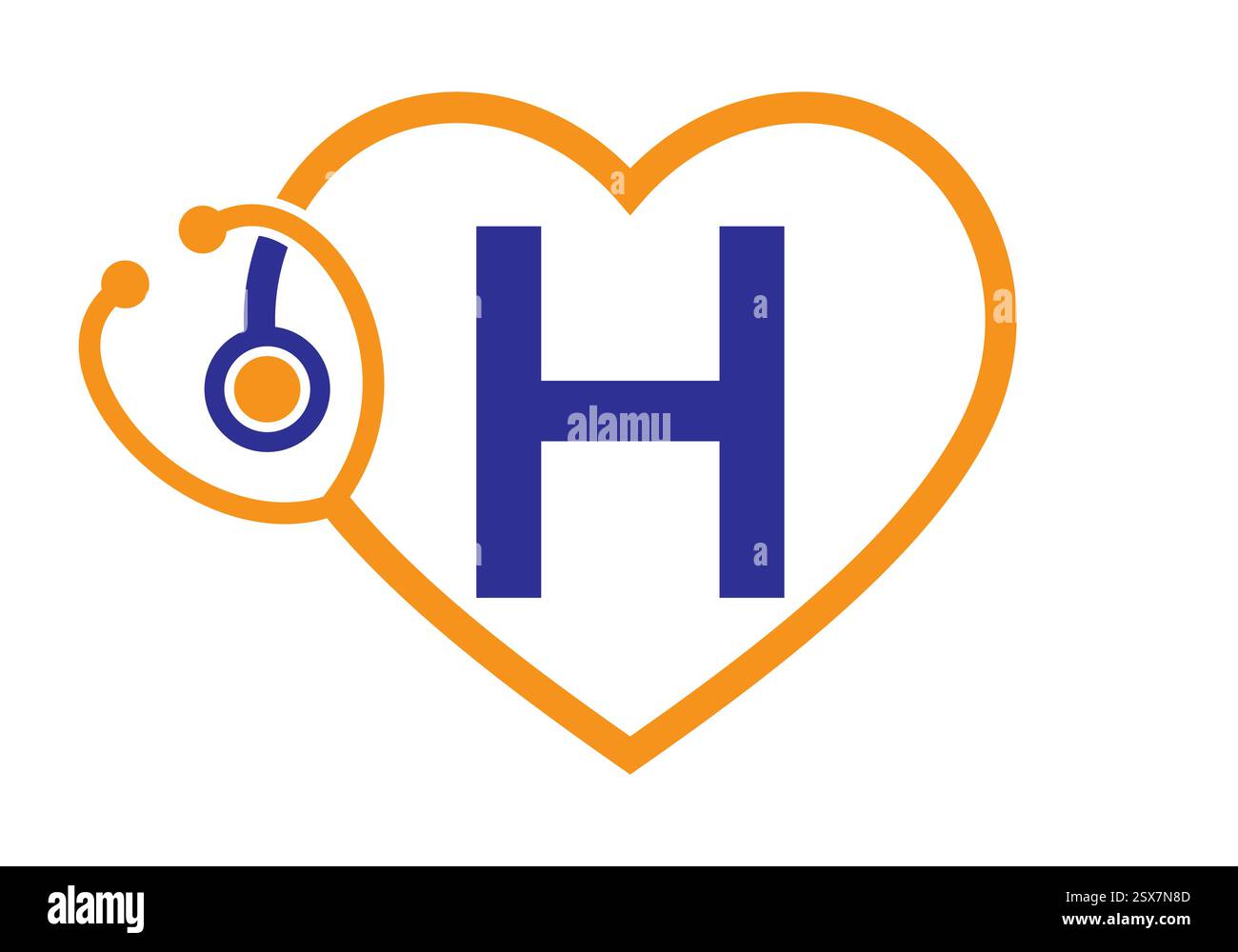 Initial Letter H Medical Logo Concept With Heart and Stethoscope Symbol ...