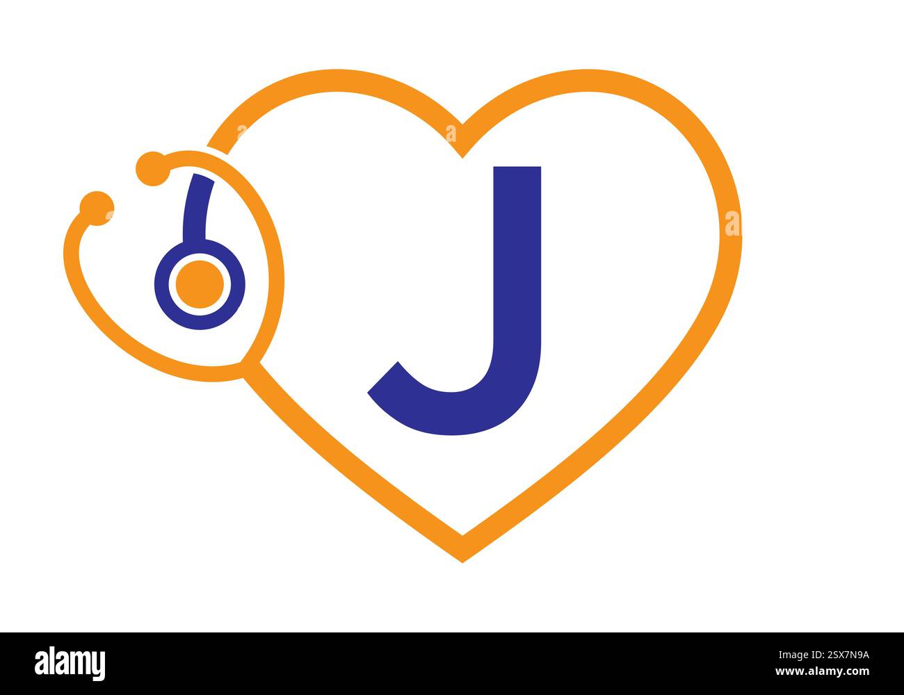 Initial Letter J Medical Logo Concept With Heart and Stethoscope Symbol ...