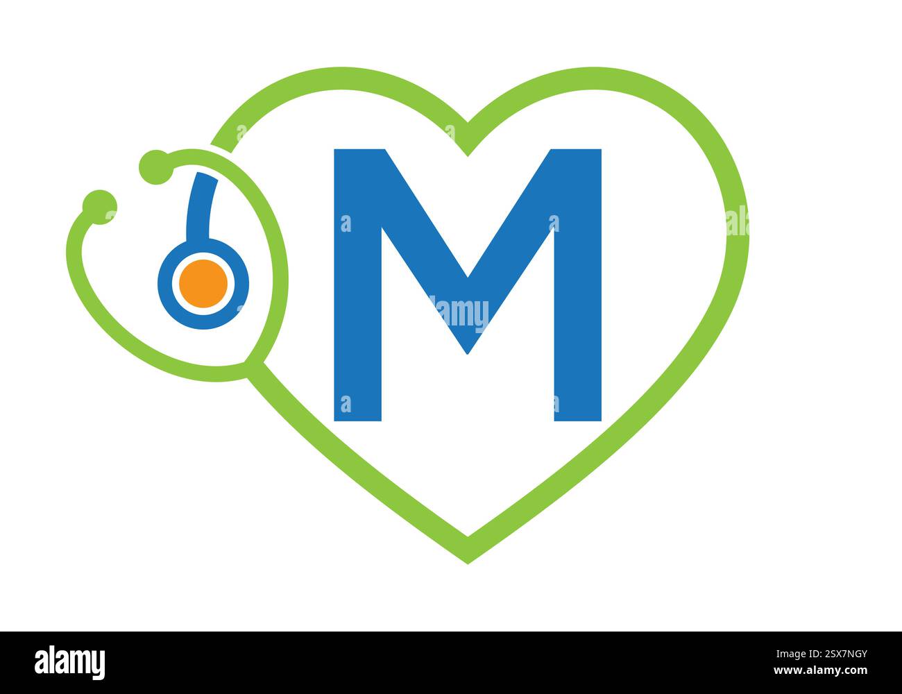 Initial Letter M Medical Logo Concept With Heart and Stethoscope Symbol ...