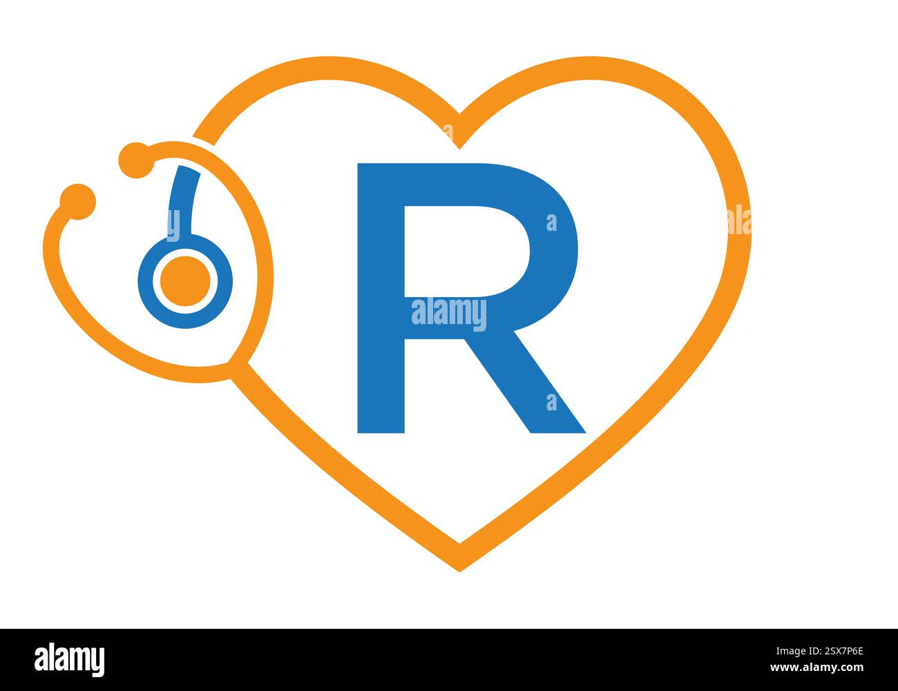 Initial Letter R Medical Logo Concept With Heart and Stethoscope Symbol ...
