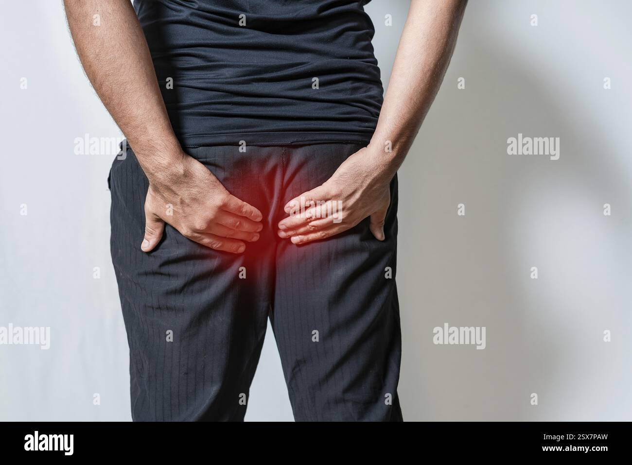 Person suffering with hemorrhoid problem isolated. People with diarrhea ...