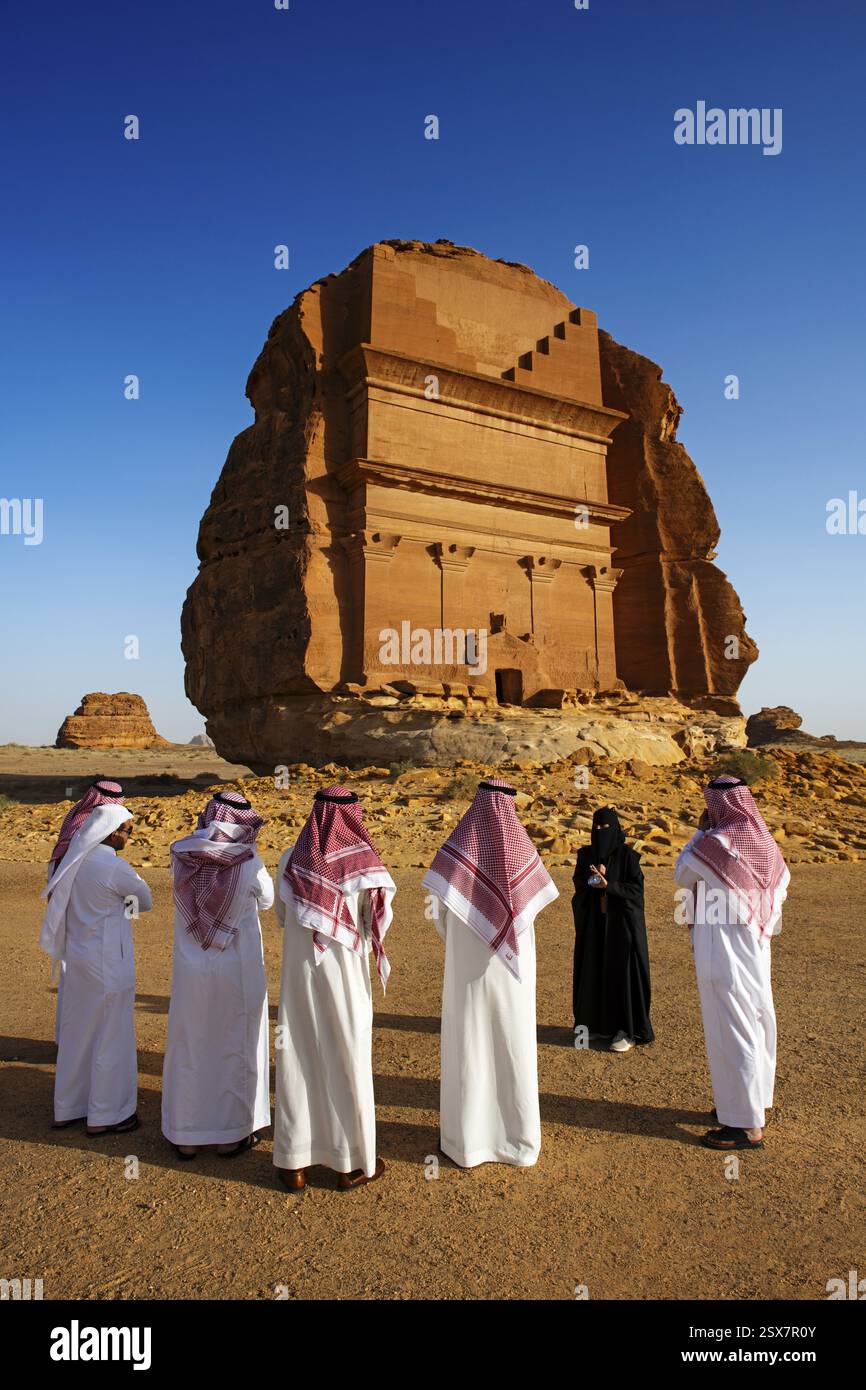 Saudis with female guide, Tomb of Lihyan, son of Kuza, Unesco site ...
