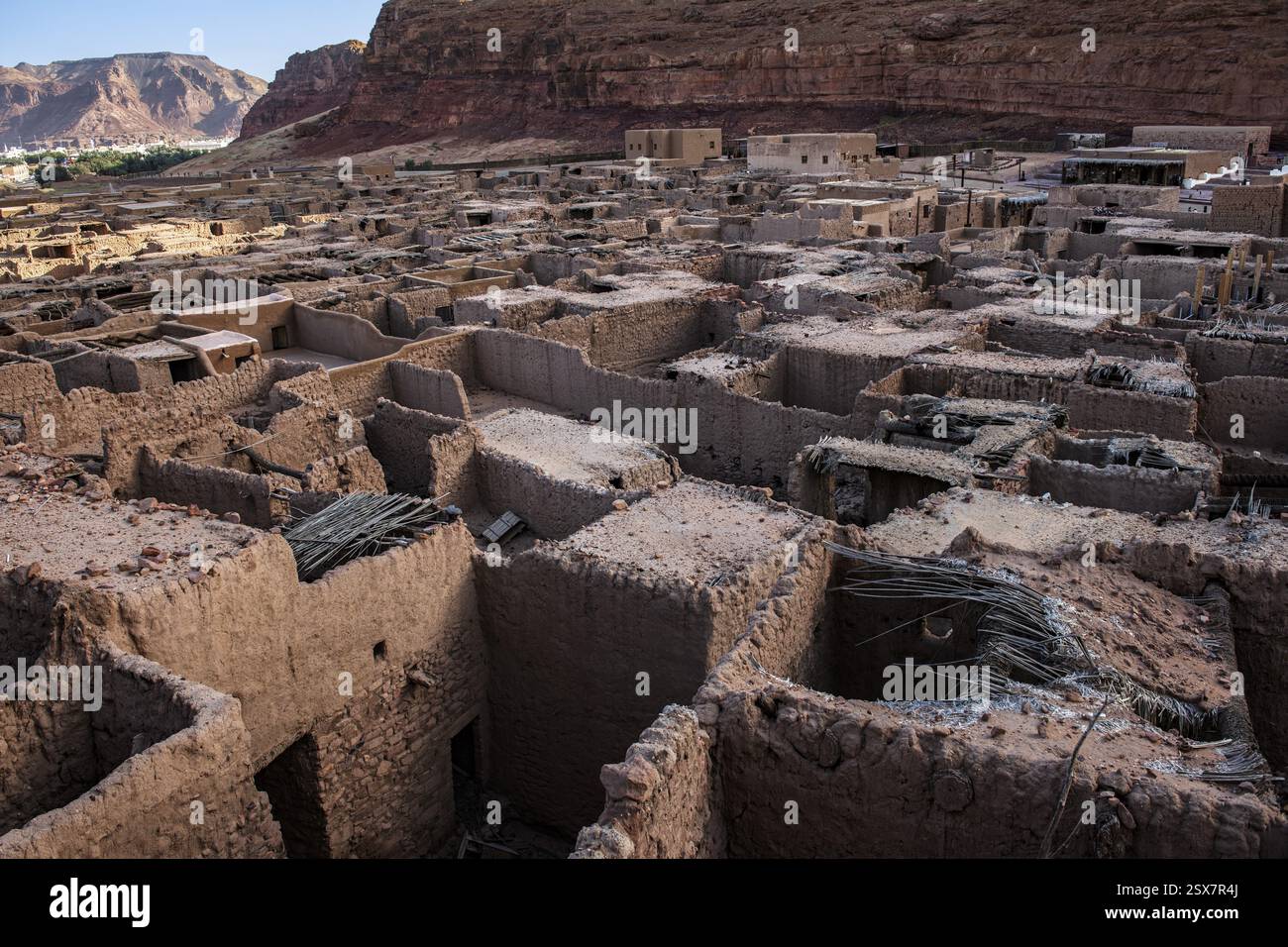 Abandoned mud rammed buildings in the old town of Al Ula Oasis, Kingdom ...