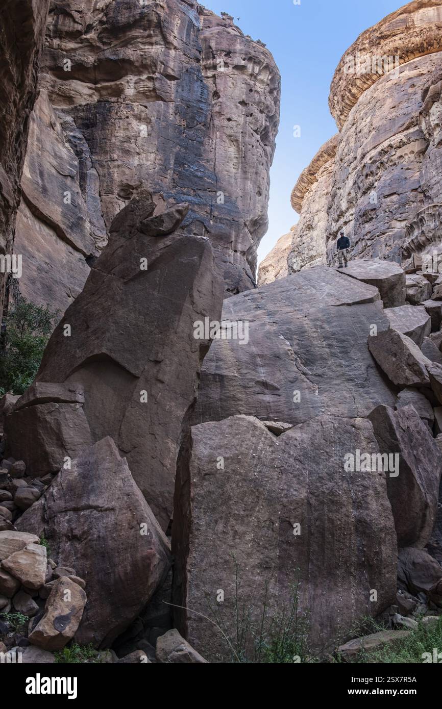 Hiking in the Madakheel Gorge in Sharaan National Park, Al Ula, Kingdom ...