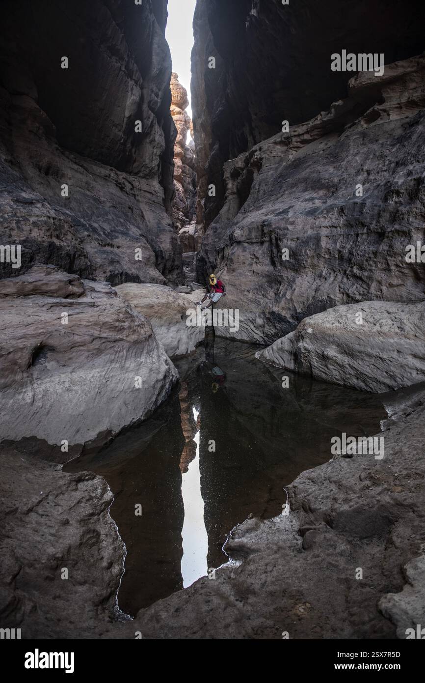 Hiking in the Madakheel Gorge in Sharaan National Park, Al Ula, Kingdom ...