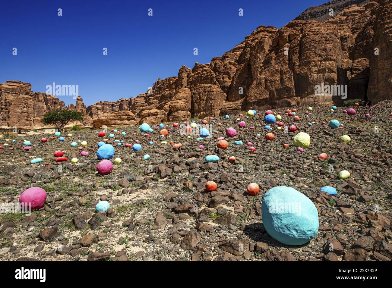 Desert X art project, Mohammed Ahmed Ibrahim - falling stones garden ...