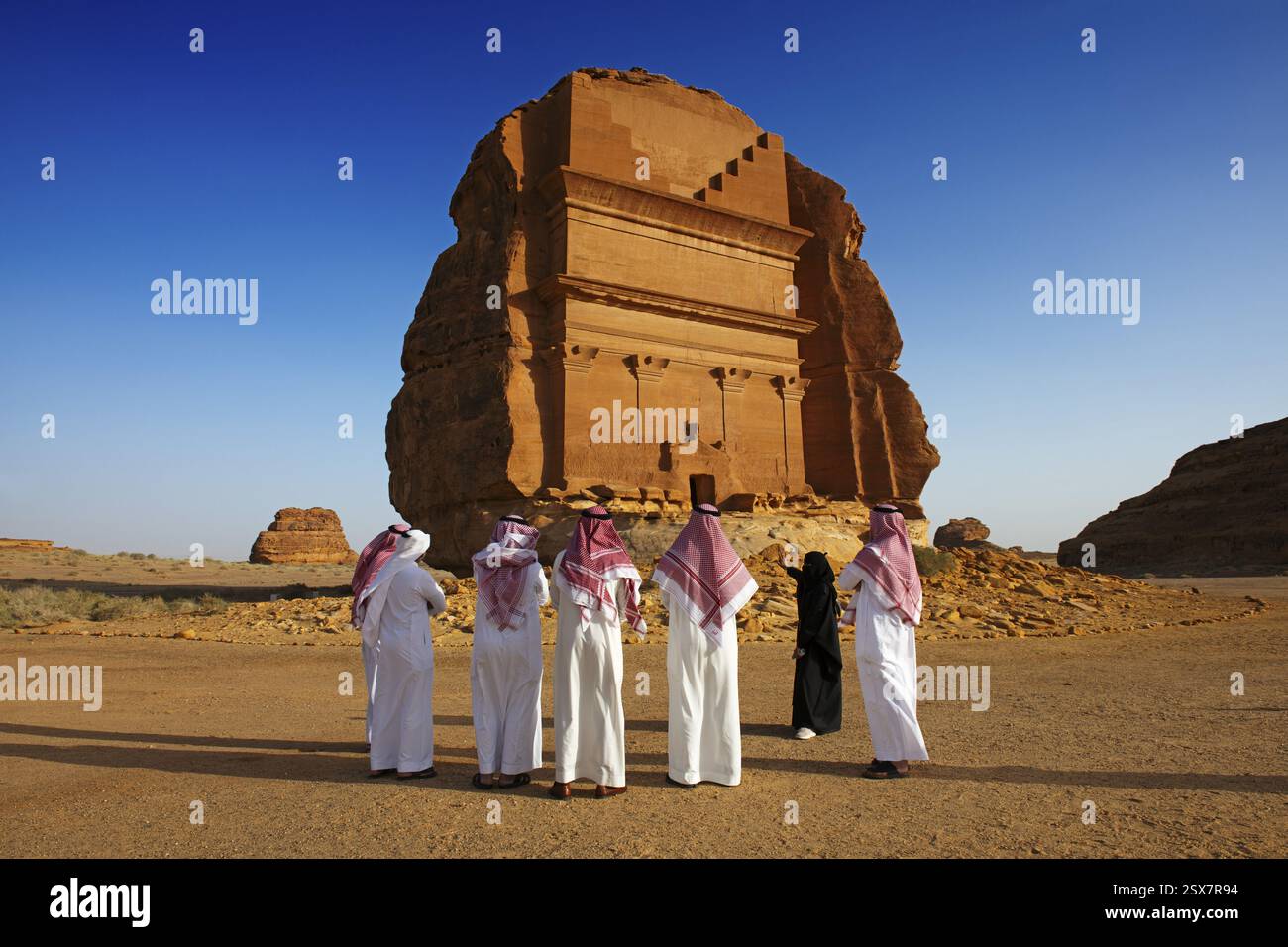 Saudis with female guide, Tomb of Lihyan, son of Kuza, Unesco site ...