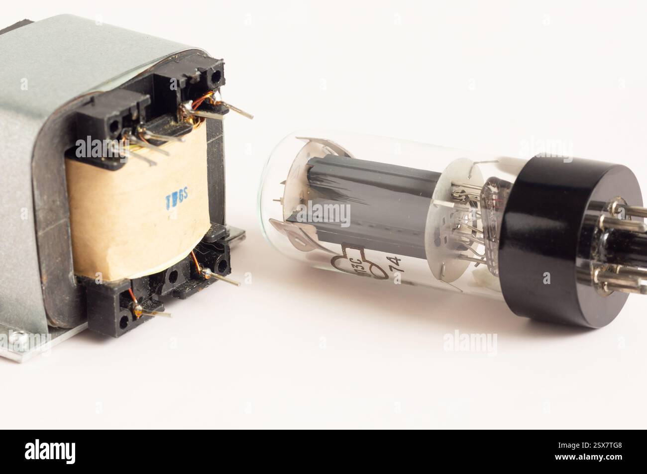 transformer and tube for amplifier Stock Photo - Alamy
