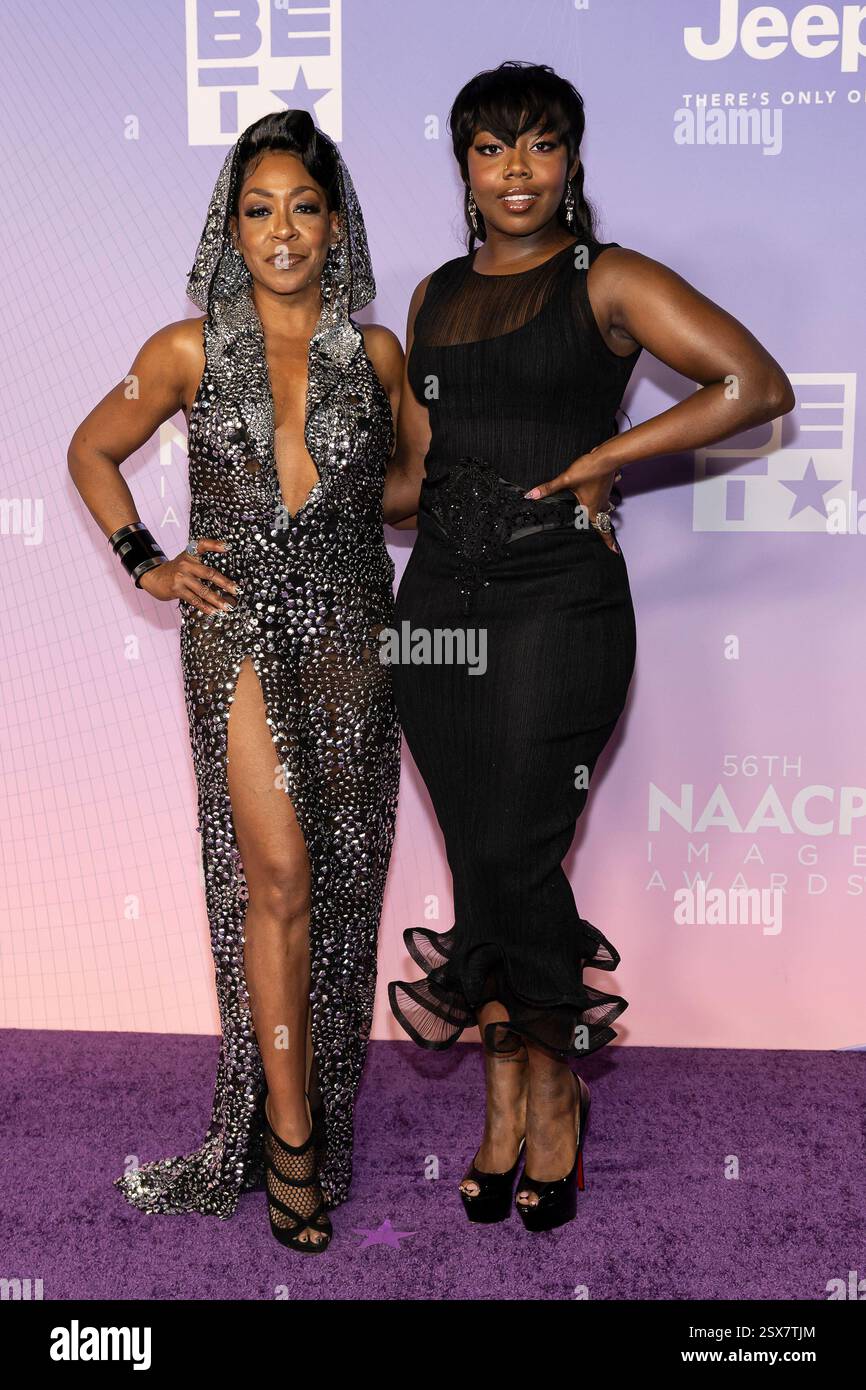 Pasadena, USA. 22nd Feb, 2025. Tichina Arnold and Alijah Kai attend the ...