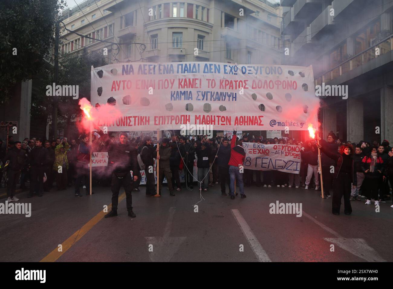 Student protests in the center of Athens calling for justice over the ...