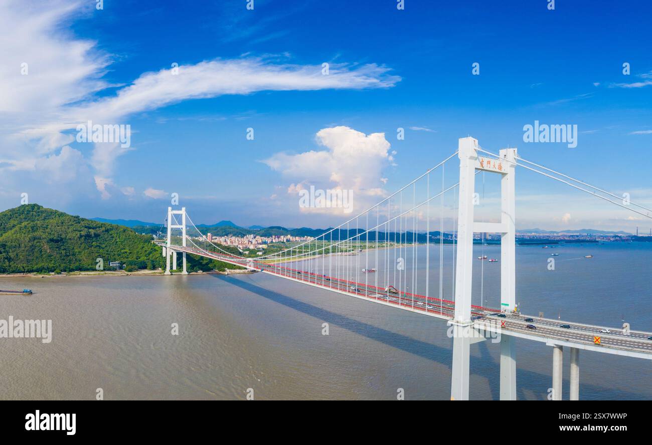 Humen Bridge, the Pearl River estuary, Guangdong Province, China Stock ...