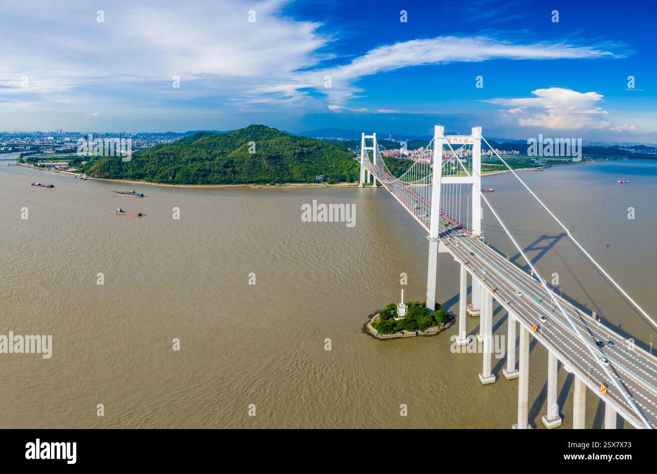 Humen Bridge, the Pearl River estuary, Guangdong Province, China Stock ...