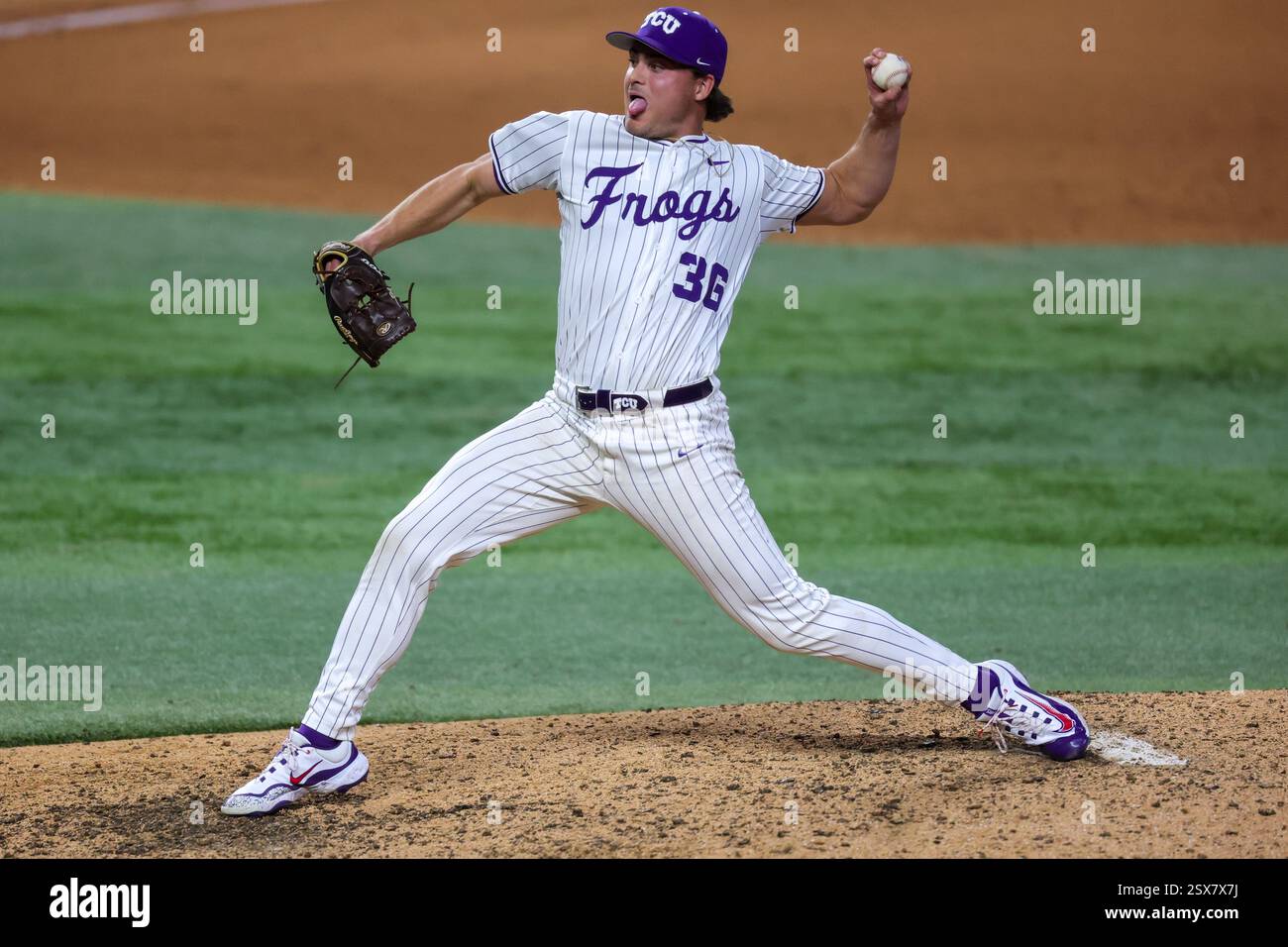 February 22, 2025: Horned Frogs pitcher Gianluca Shinn (36) in action ...