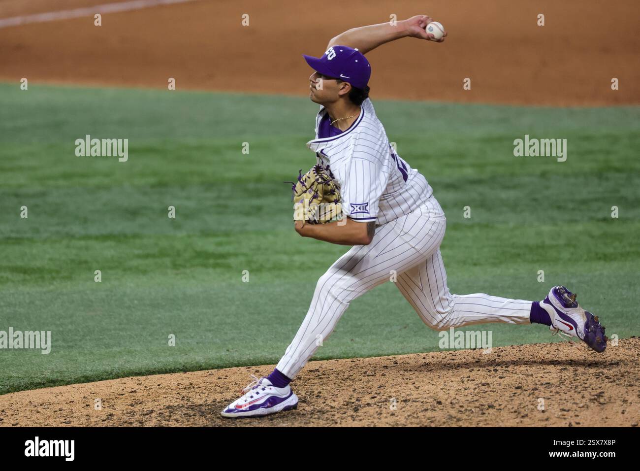 February 22, 2025: Louis Rodriguez (22) of TCU prepares to deliver a ...