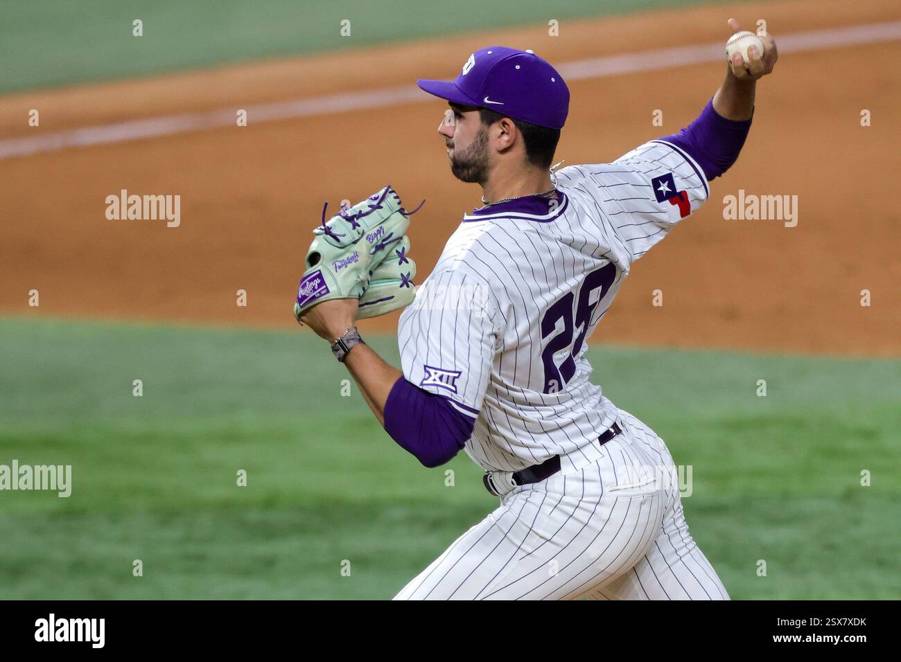 February 22, 2025: Horned Frogs pitcher Mason Bixby (29) prepares to ...