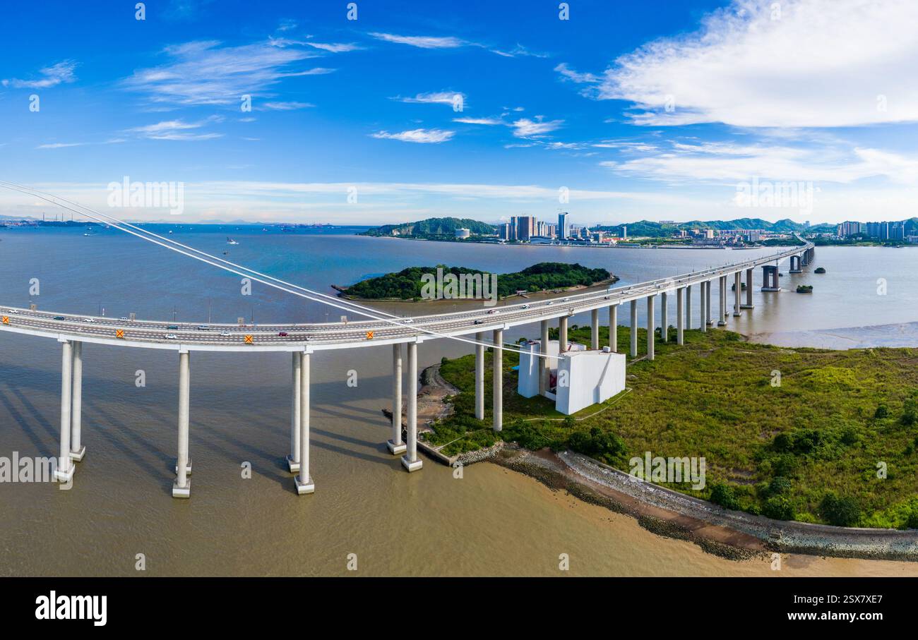 Humen Bridge, the Pearl River estuary, Guangdong Province, China Stock ...