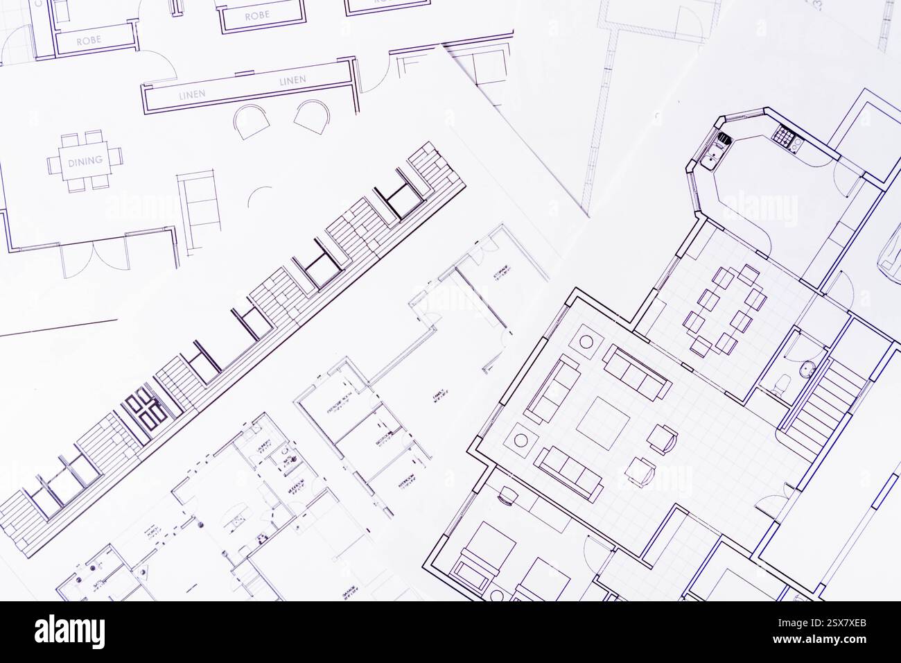Construction background. House plan on table texture. Working drawings ...