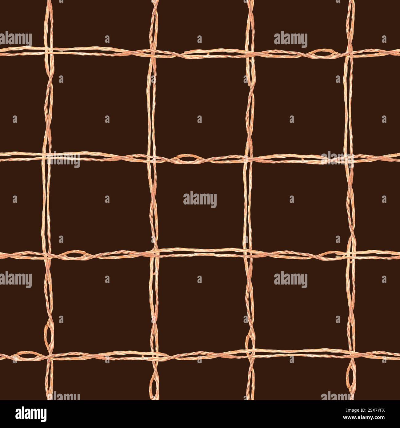 Checkered seamless patten. Geometric print with crossed jute ropes ...