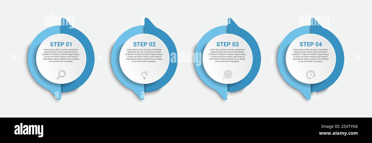 timeline infographic design with icons and 4 options. with circle shape ...