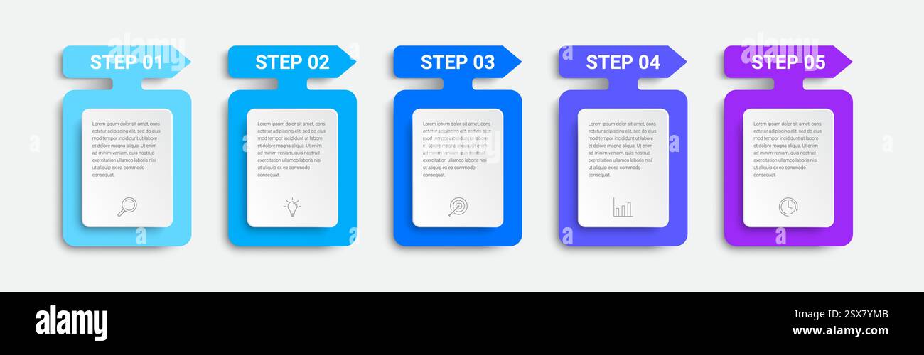 timeline infographic design with up arrow shape. 5 options or steps for ...