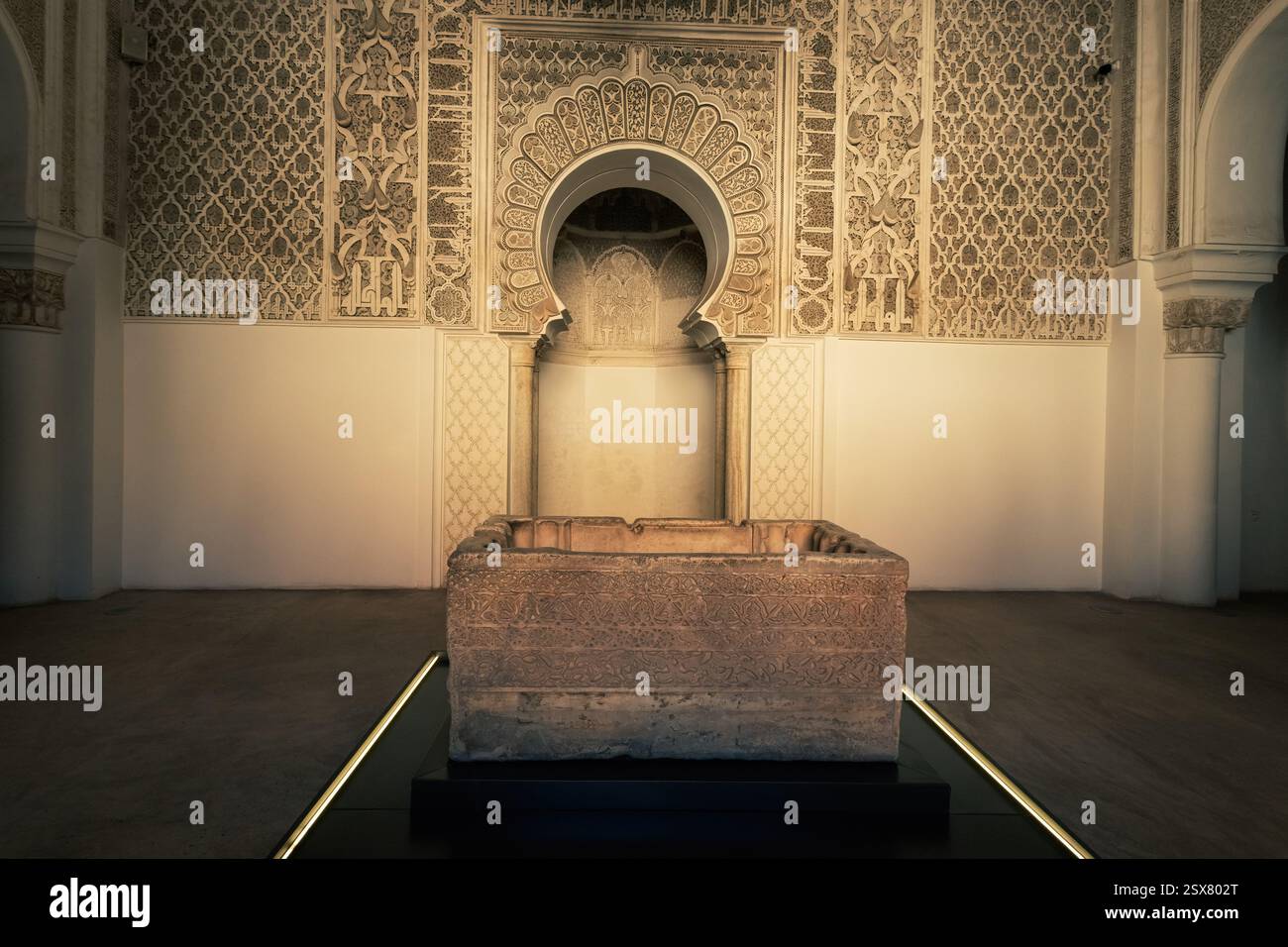 Interior details of Ben Yousef Medrassa in Marrakesh old town Morocco ...