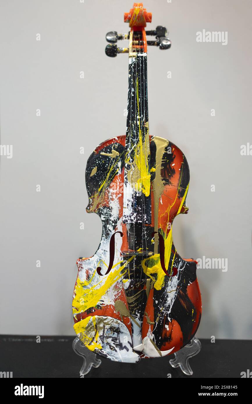 Hand-Painted Colorful Violin - Modern Art Stock Photo - Alamy