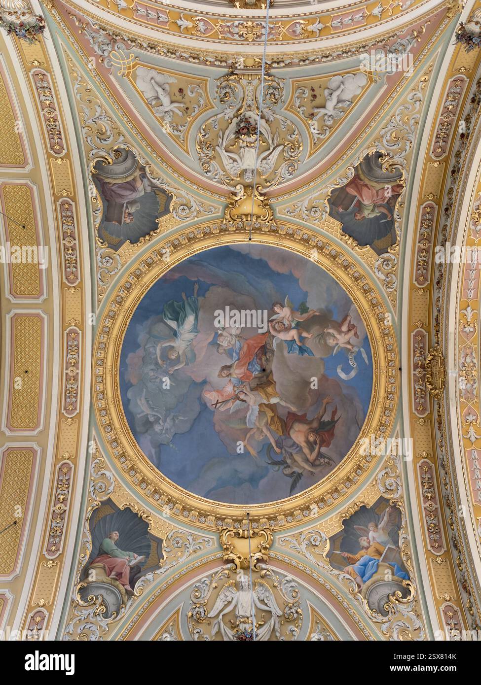 Ornate Ceiling Fresco Depicting Heavenly Ascension with Baroque ...