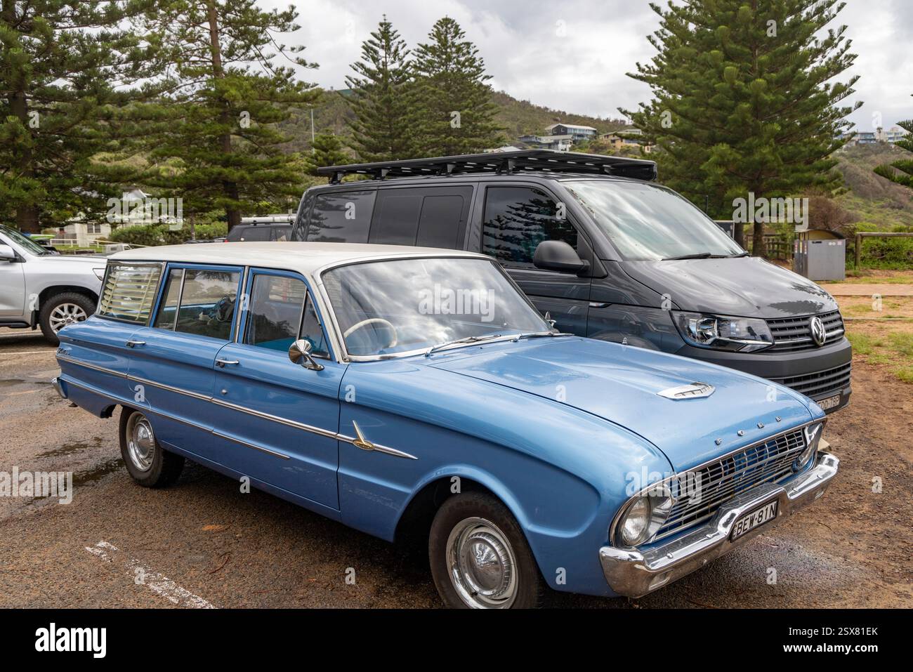 1963 model Ford Falcon motor car, blue body with white paint roof ...