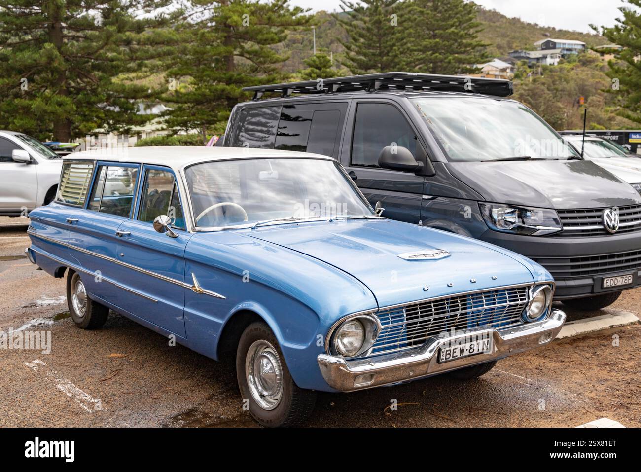 1963 model Ford Falcon motor car, blue body with white paint roof ...