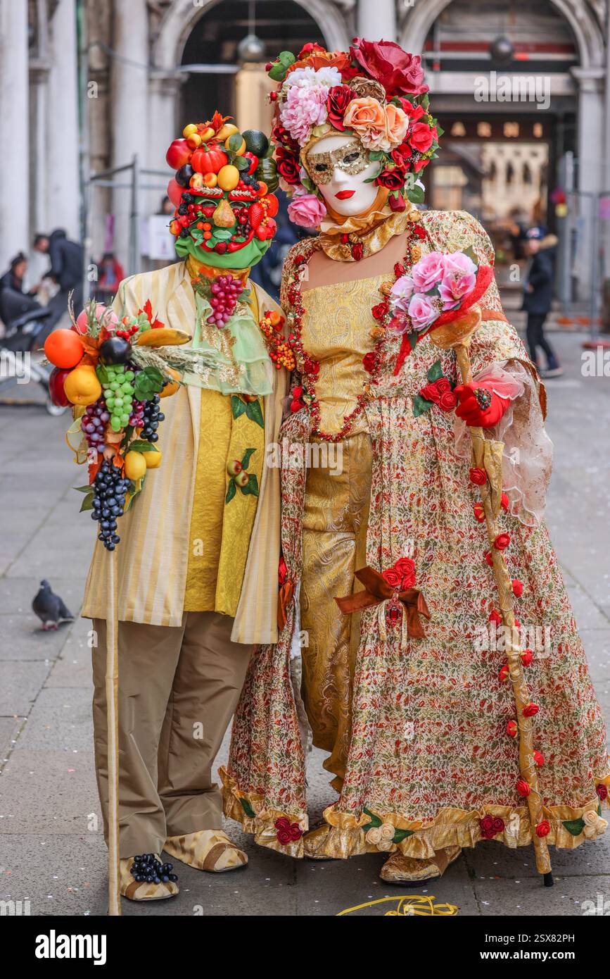 Venice, Italy. 23rd Feb, 2025. Carnival goers dressed in splendid ...