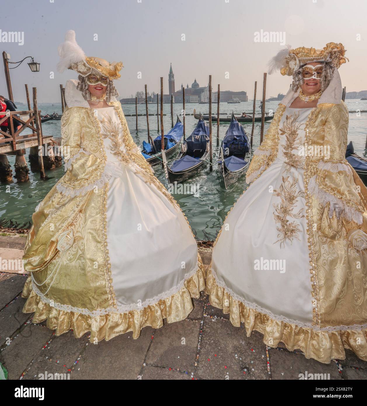 Venice, Italy. 23rd Feb, 2025. Carnival goers dressed in splendid ...