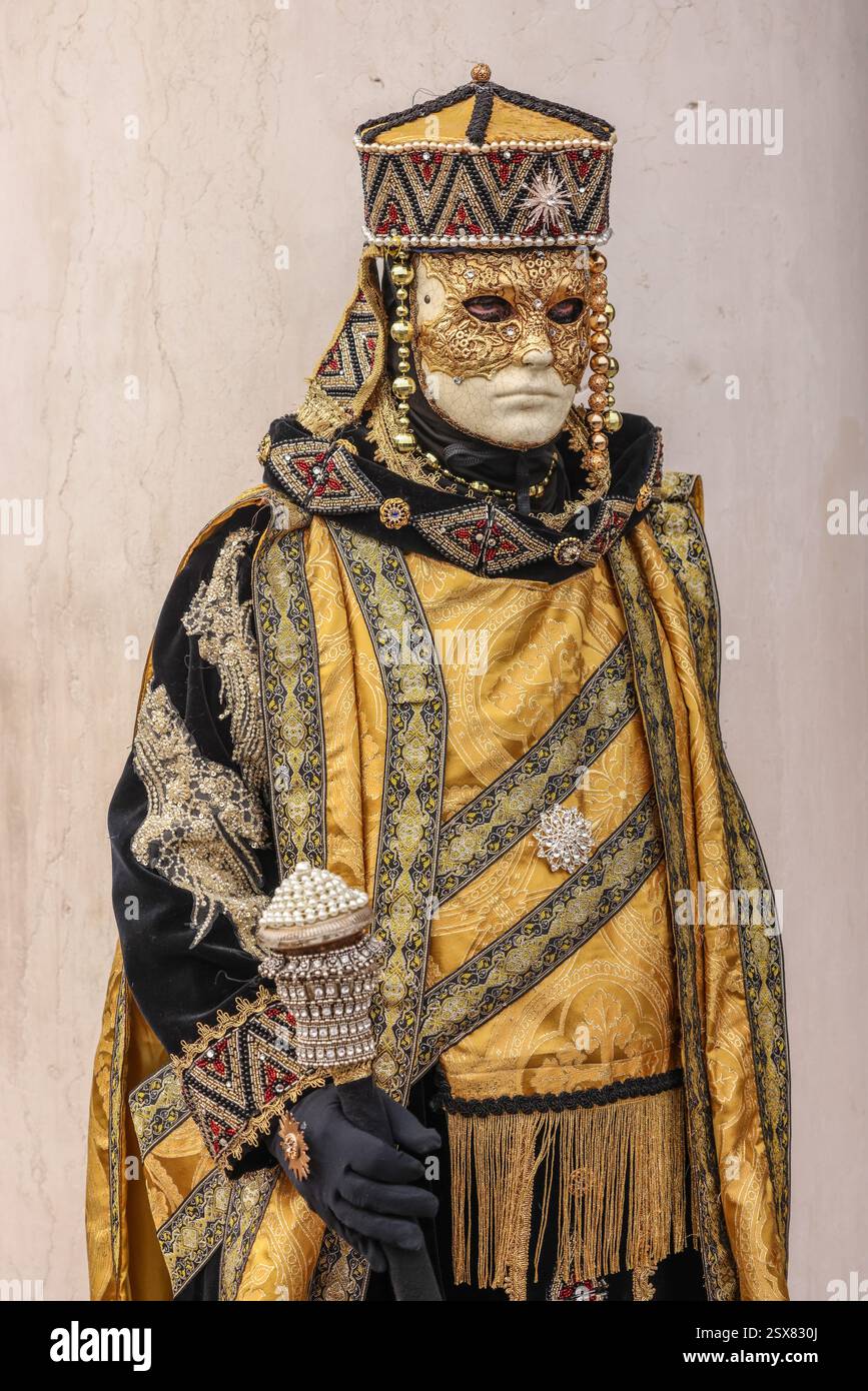 Venice, Italy. 23rd Feb, 2025. Carnival goers dressed in splendid ...