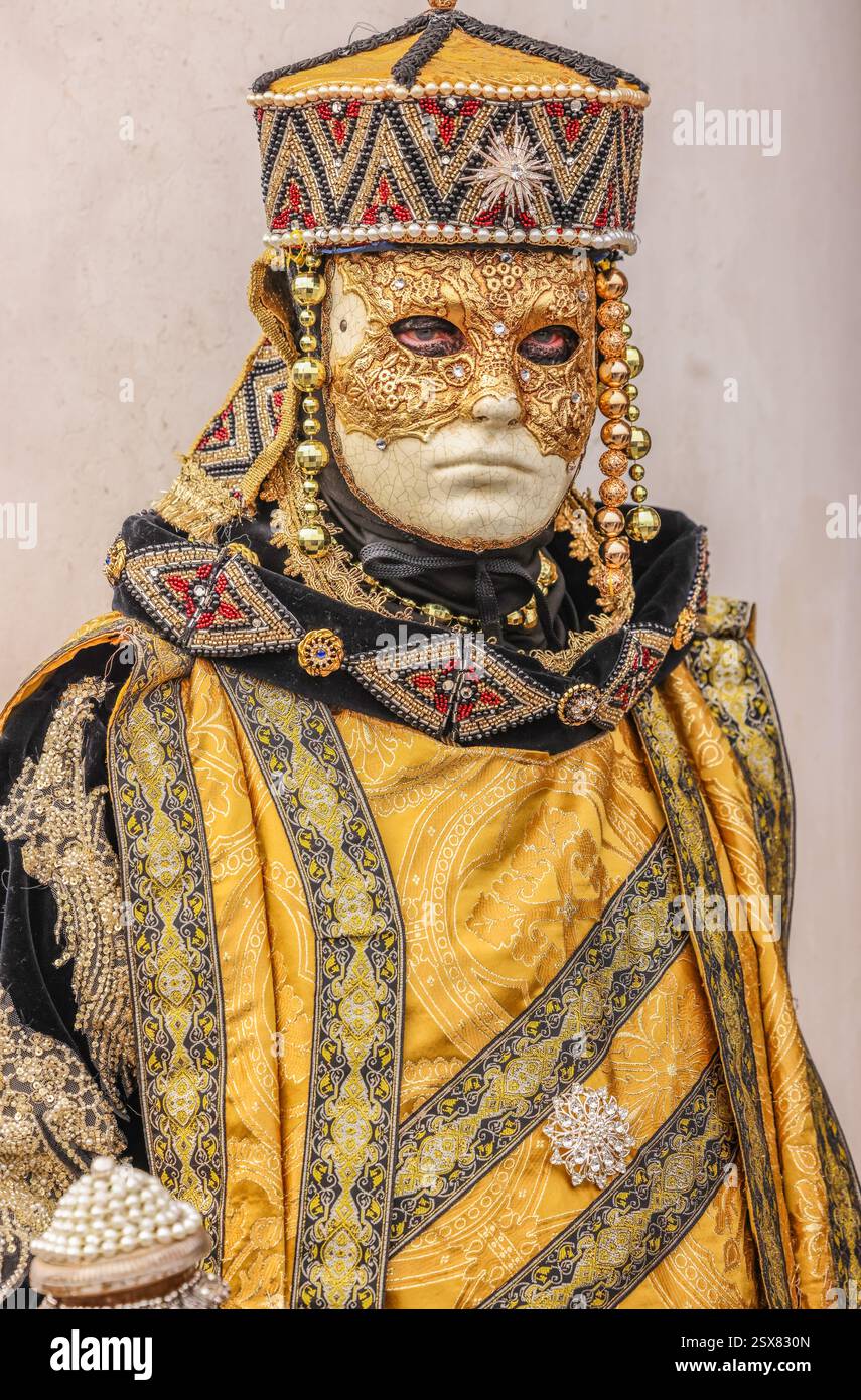 Venice, Italy. 23rd Feb, 2025. Carnival goers dressed in splendid ...