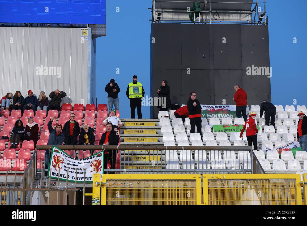 Monza, Italy, 21st February 2025. Wales fans during the UEFA Women's ...