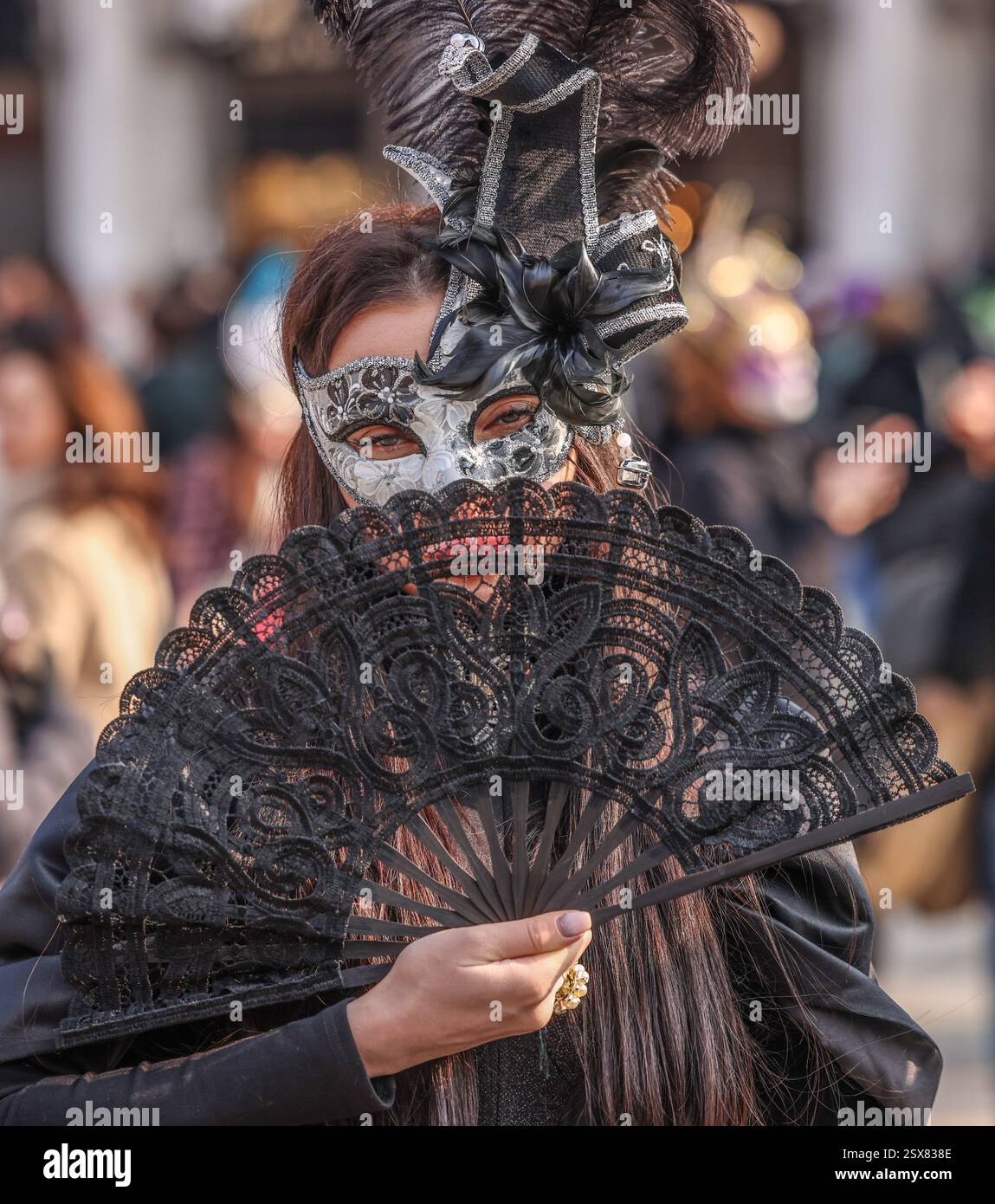 Venice, Italy. 23rd Feb, 2025. Carnival goers dressed in splendid ...