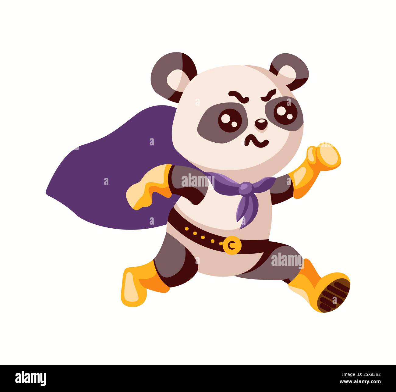Illustration of adorable chibi panda wearing a superhero costume with ...