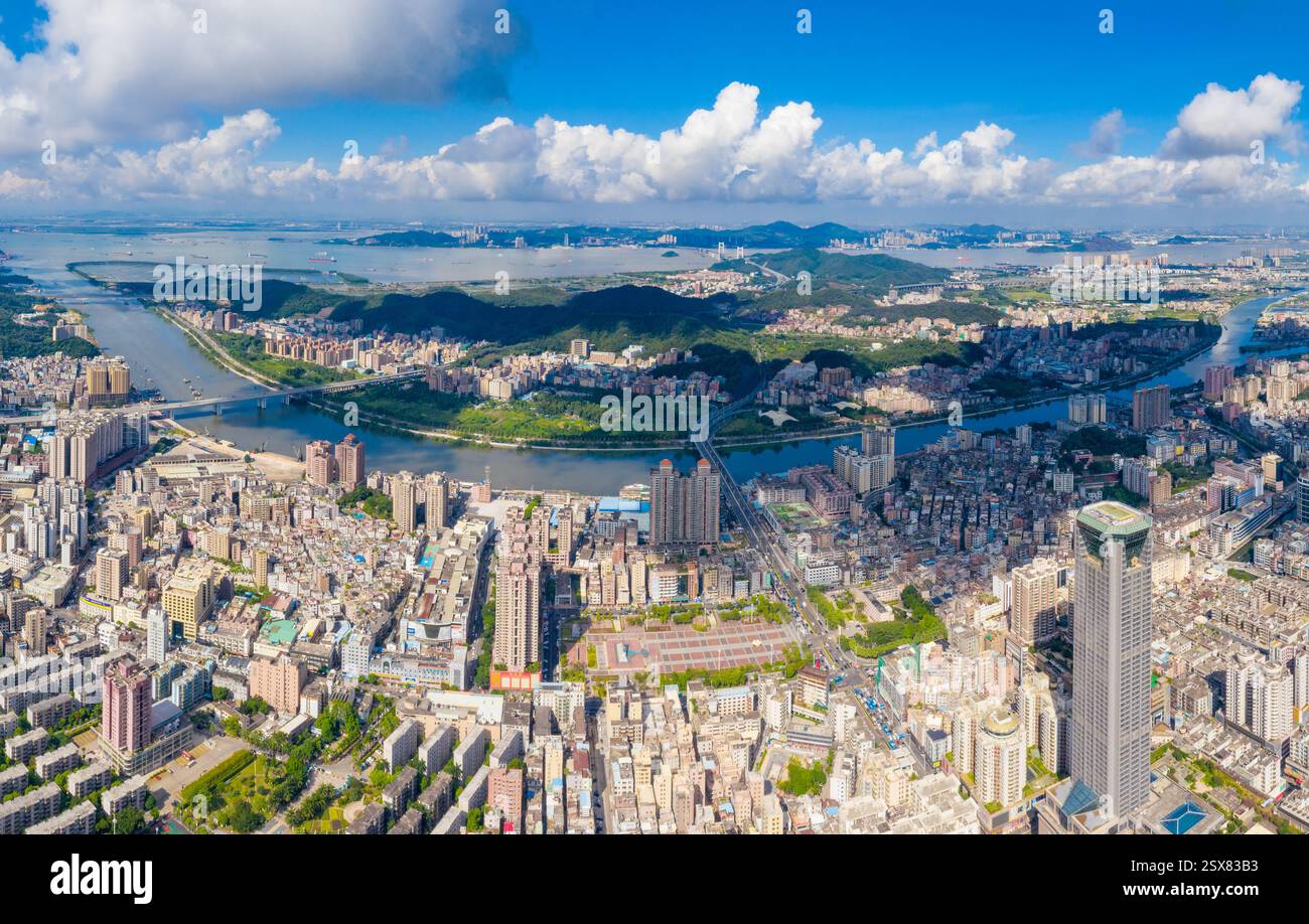 Aerial Scenery of Humen Town, Dongguan City, Guangdong Province, China ...