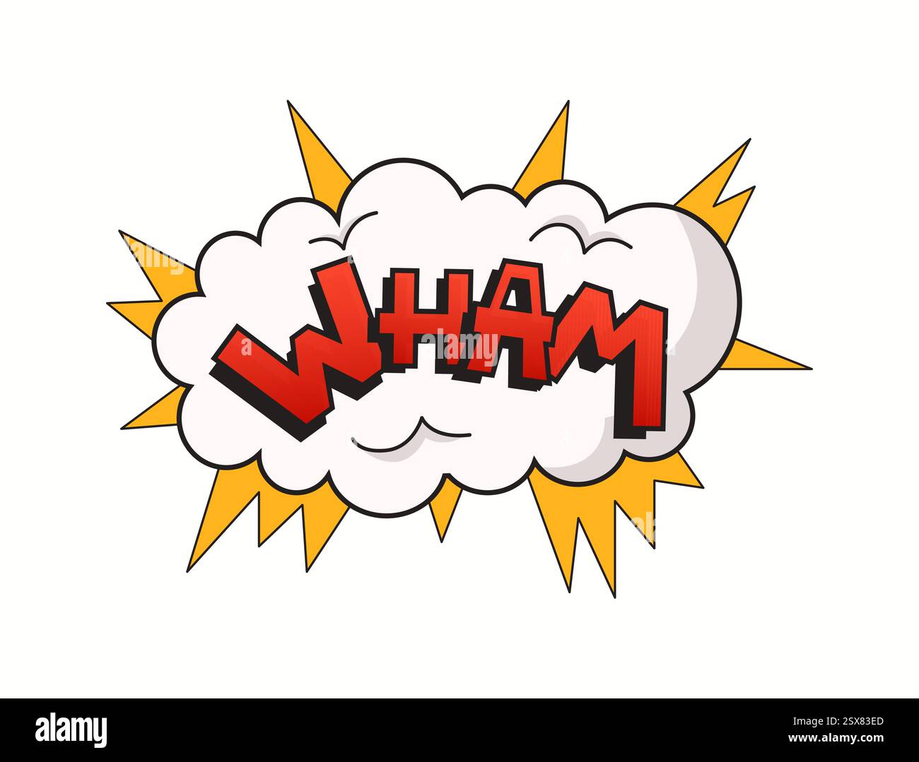 Vibrant comic-style illustration featuring the word Wham in bold red ...