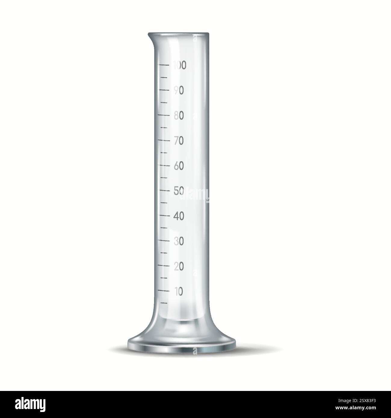 Realistic illustration of a transparent graduated cylinder with volume ...