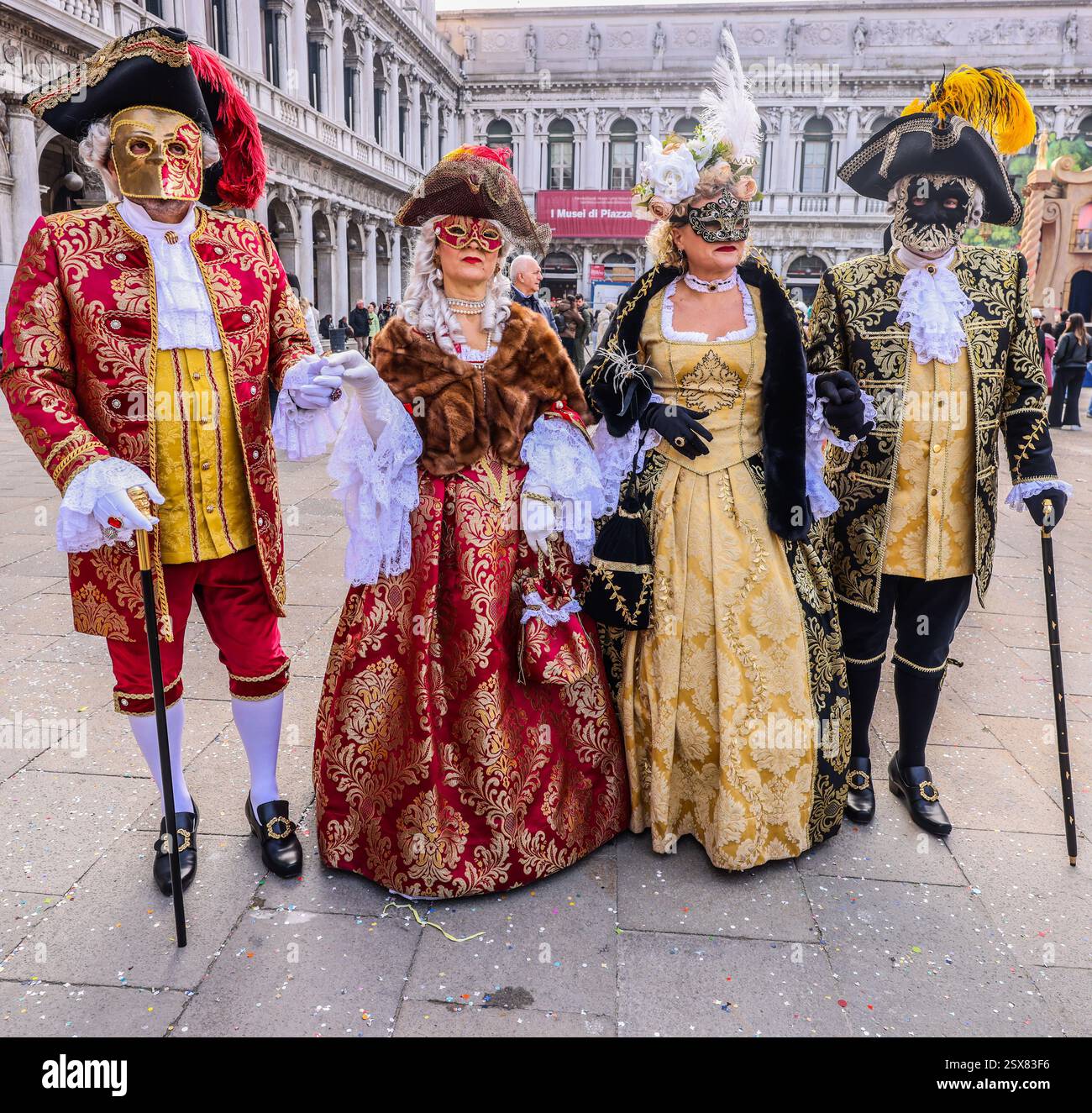 Venice, Italy. 23rd Feb, 2025. Carnival goers dressed in splendid ...