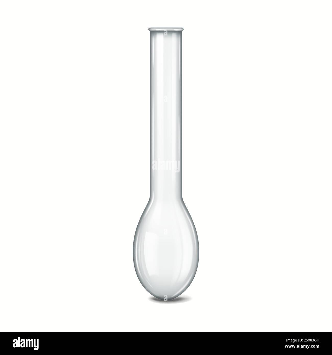 Realistic illustration of a transparent glass laboratory flask. The ...