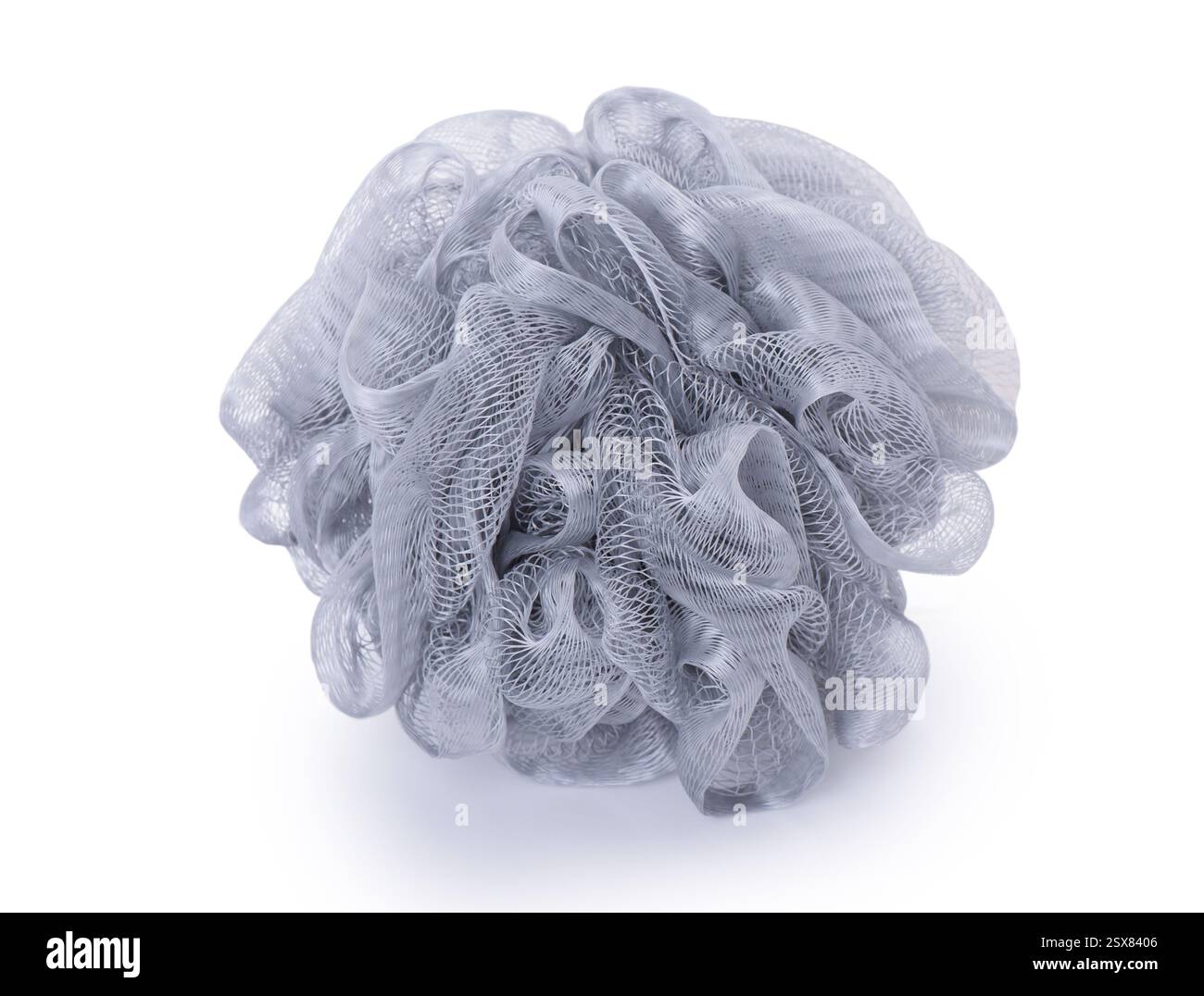 Mesh pouf bath sponge washcloth, single object isolated on white ...